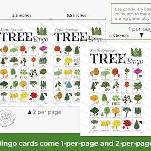 Tree Bingo - 50 PRINTABLE, Unique Bingo Cards. Instant Digital Download ...