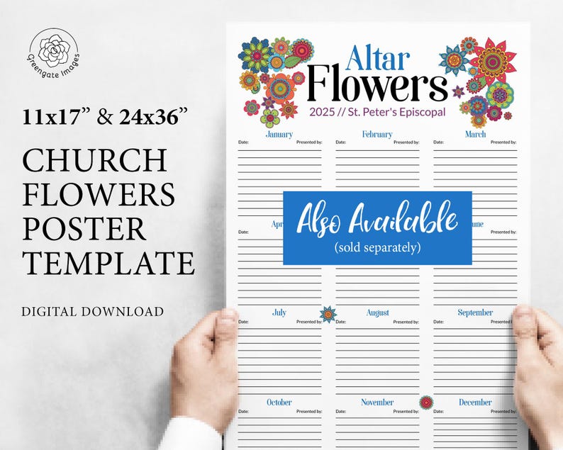 Church Flowers Poster - 11x17" and 24x36", Altar Flowers, Flower ...