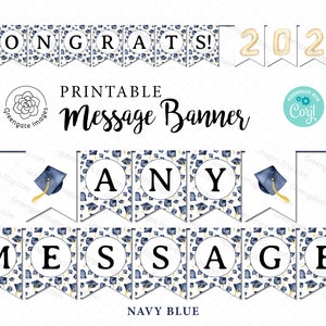 Graduation Message Banner - Printable Bunting, Editable Corjl, Custom ...