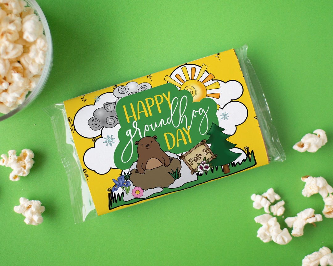 Groundhog Day Popcorn Wrapper - PRINTABLE Microwave Popcorn Wrapper ...