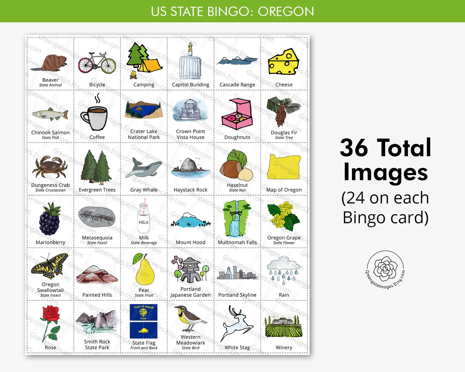 Oregon Bingo Cards: Printable Bingo Cards 50 Cards Senior - Etsy