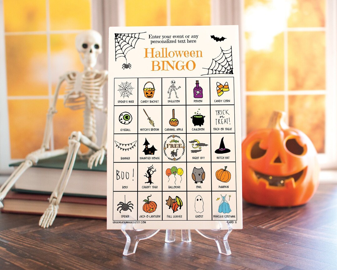 Custom Halloween Bingo: 50 Printable Bingo Cards With Labeled Halloween ...
