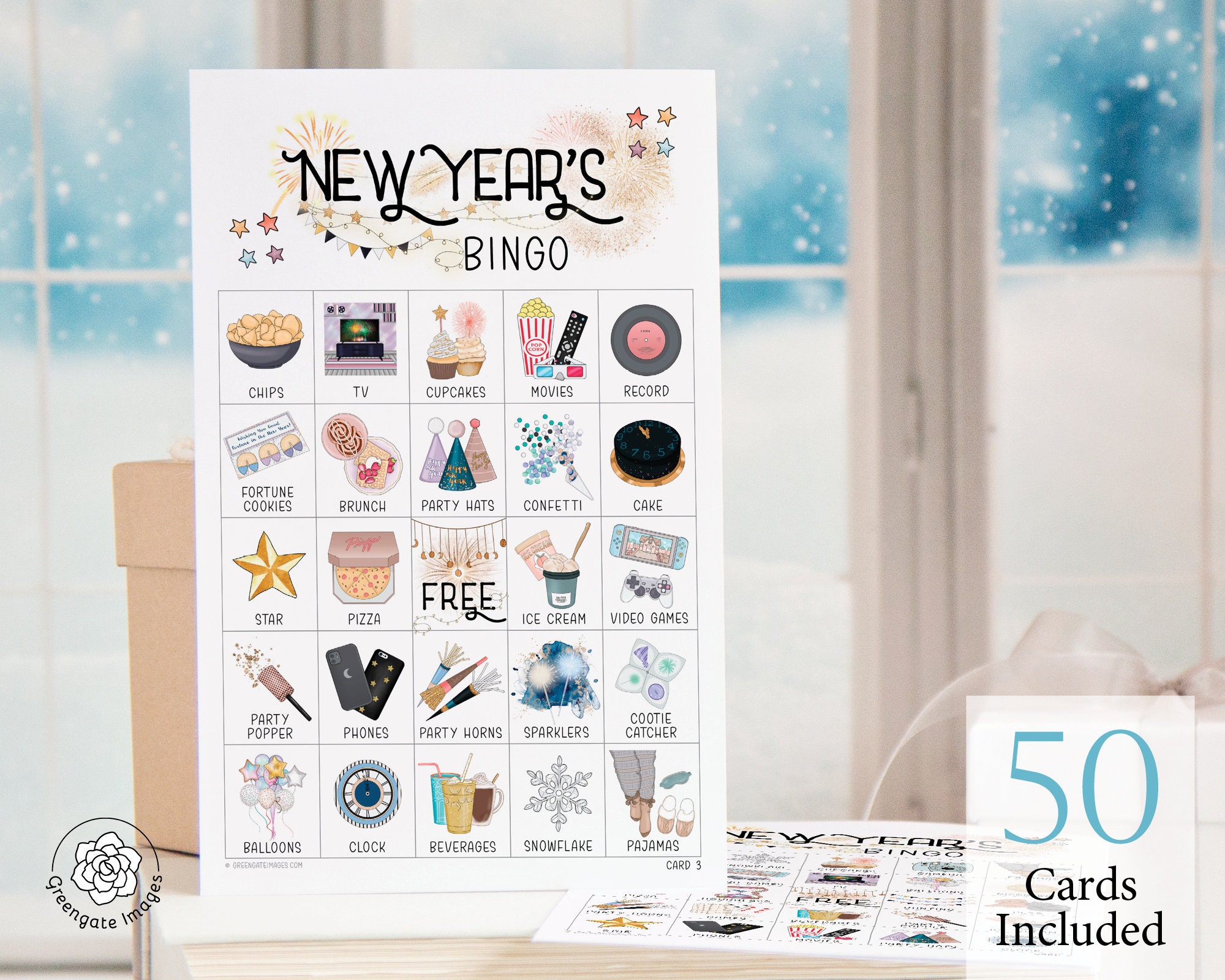 New Year's Kid/teen-friendly Bingo Cards - 50 PRINTABLE Cards for ...