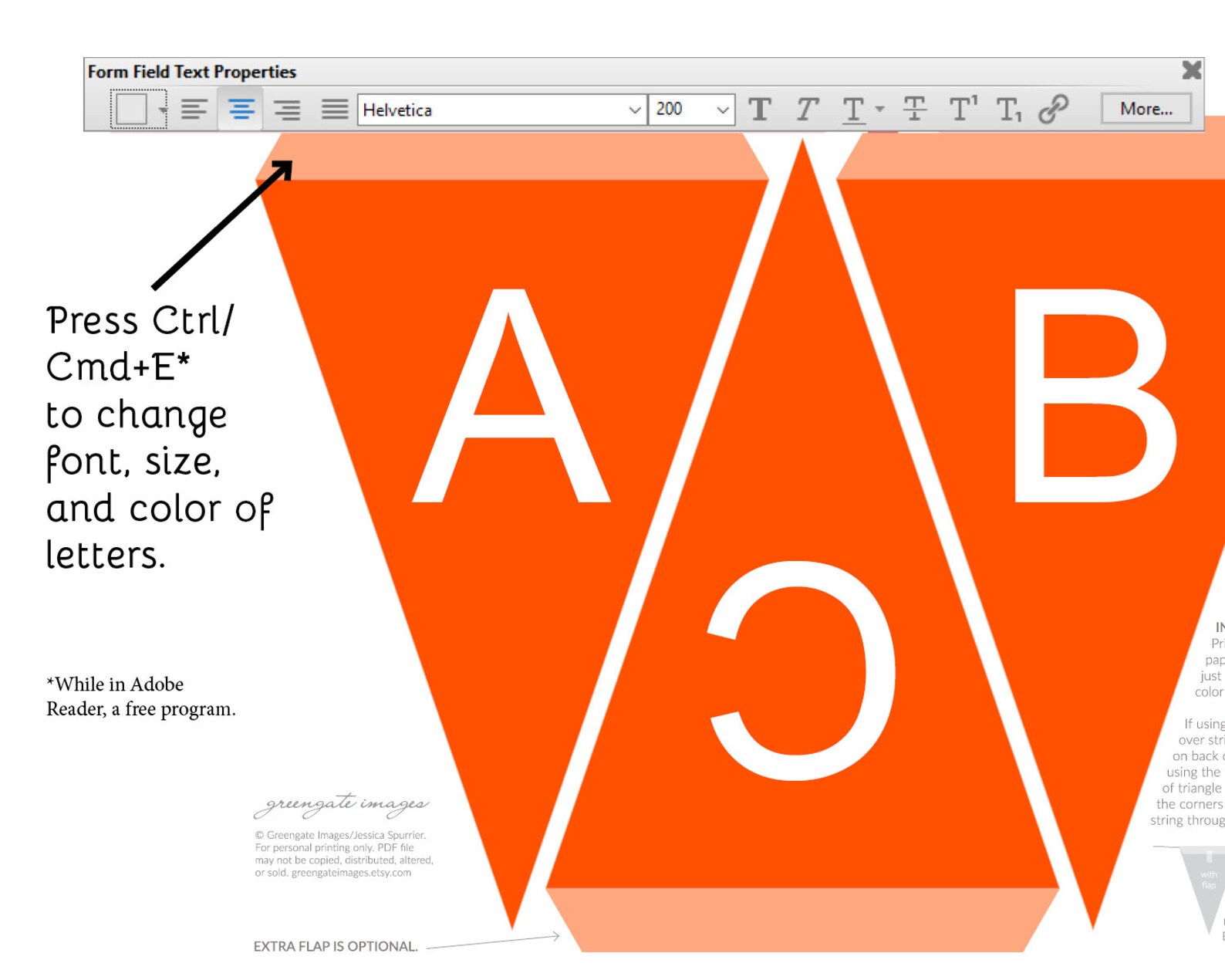 Orange Letter Banner Bunting Printable Editable Banner | Etsy