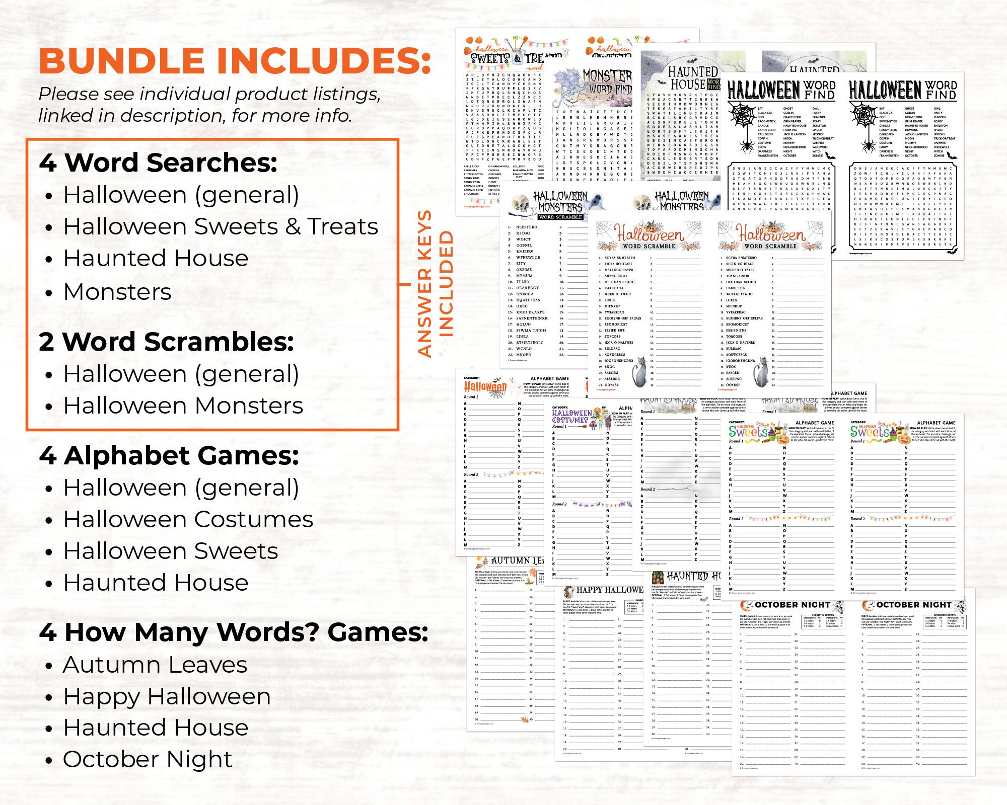 Halloween Word Game Bundle - PRINTABLE Instant Digital Download Pdfs ...