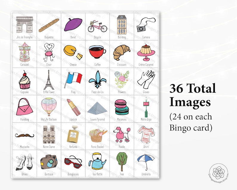 Paris Bingo Cards: Printable Bingo Cards 50 Cards Senior | Etsy