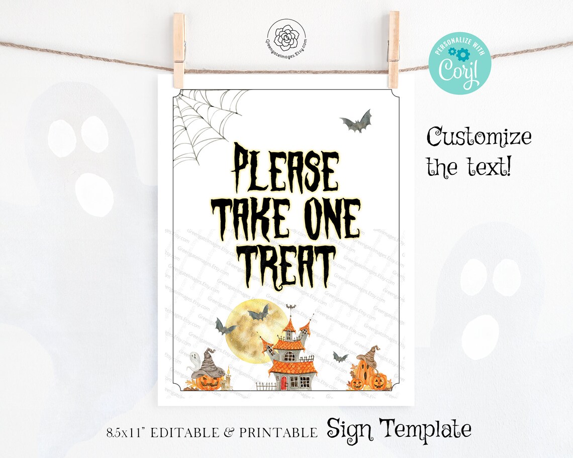 Halloween Candy Sign Template PRINTABLE and editable Corjl | Etsy
