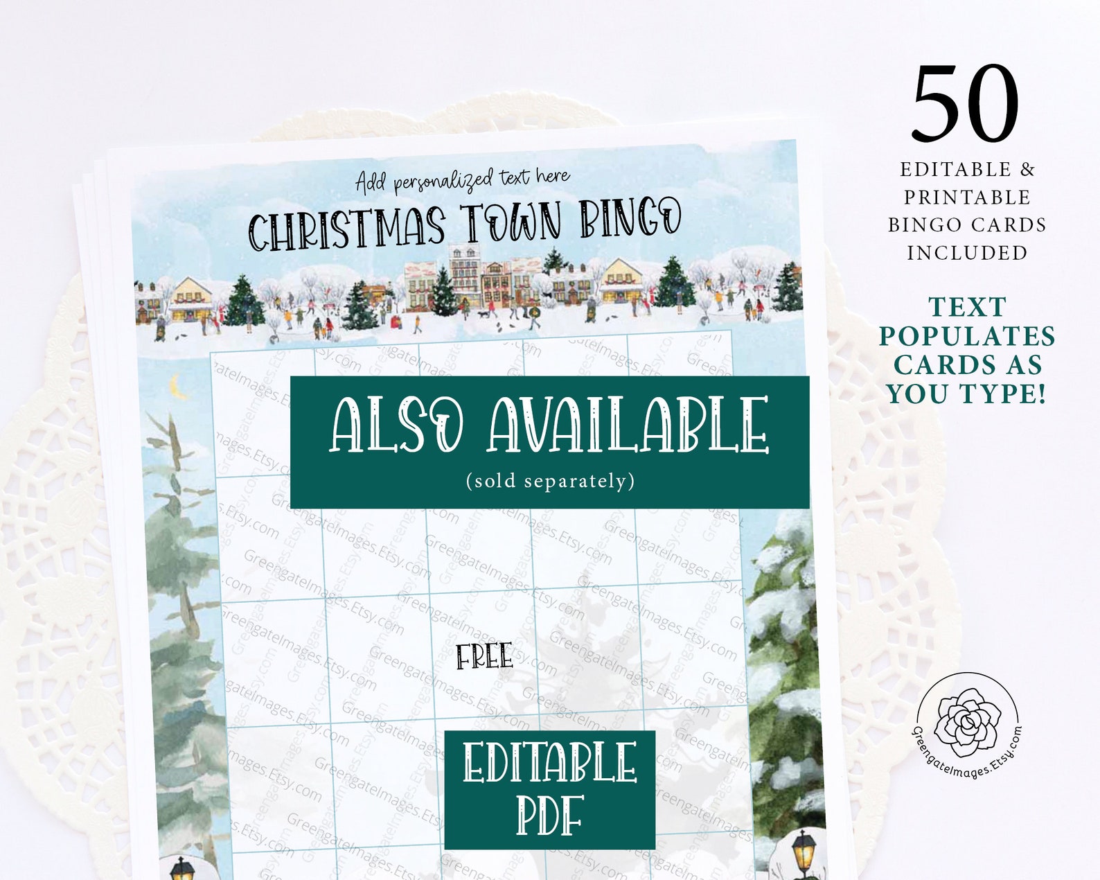 FILLABLE Winter Bingo Template: 50 Cards Printable Pdf - Etsy