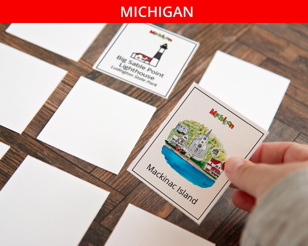 Michigan Memory Game - PRINTABLE Downloadable Activity PDF. Matching ...