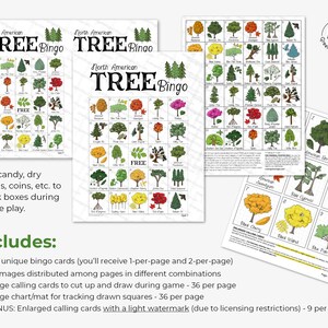 Tree Bingo - 50 PRINTABLE, Unique Bingo Cards. Instant Digital Download ...