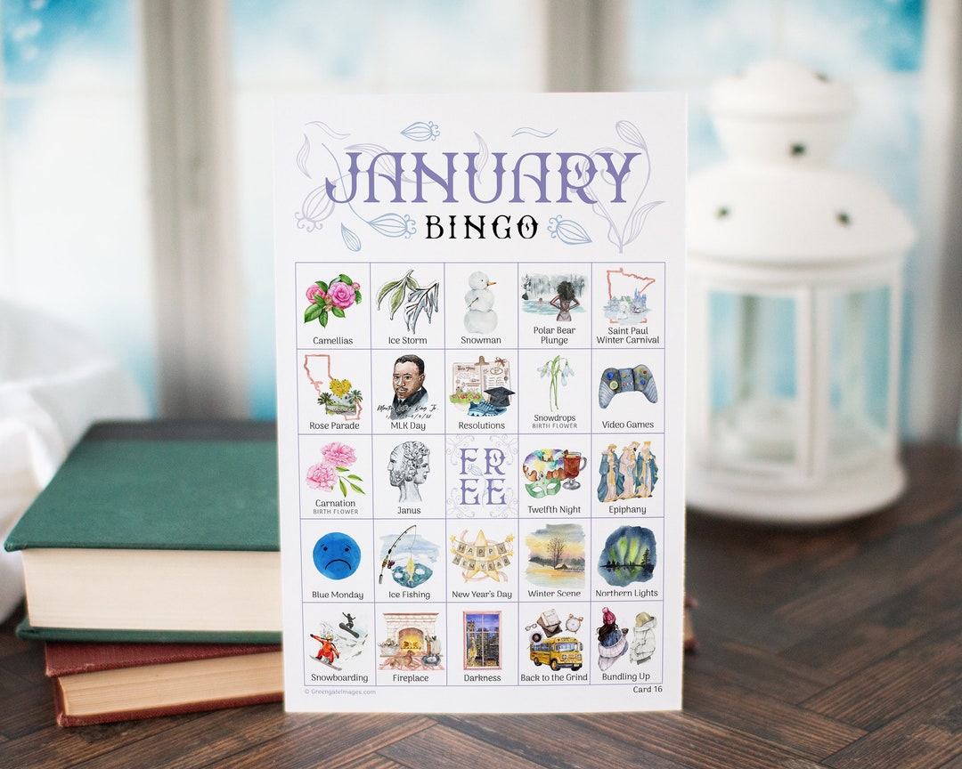 January Bingo - 50 PRINTABLE Unique Cards. Instant Digital Download PDF ...