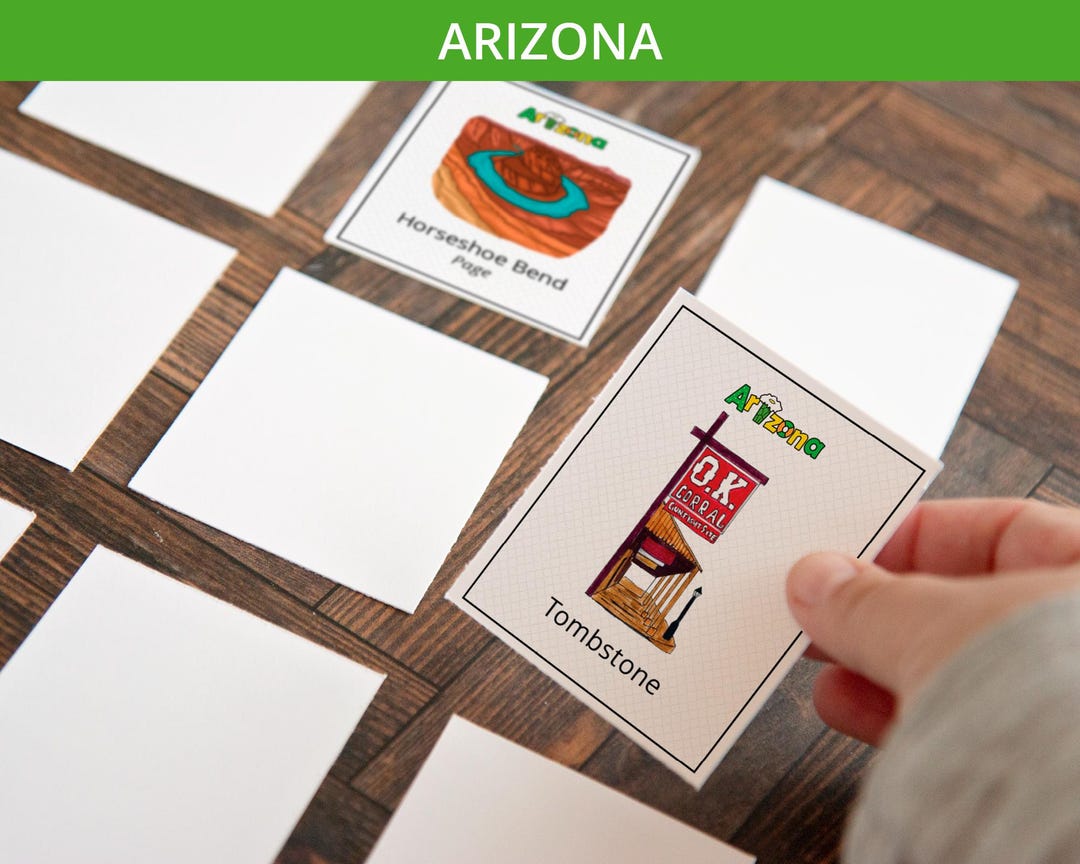 Arizona Memory Game - PRINTABLE Downloadable Activity PDF. Matching ...