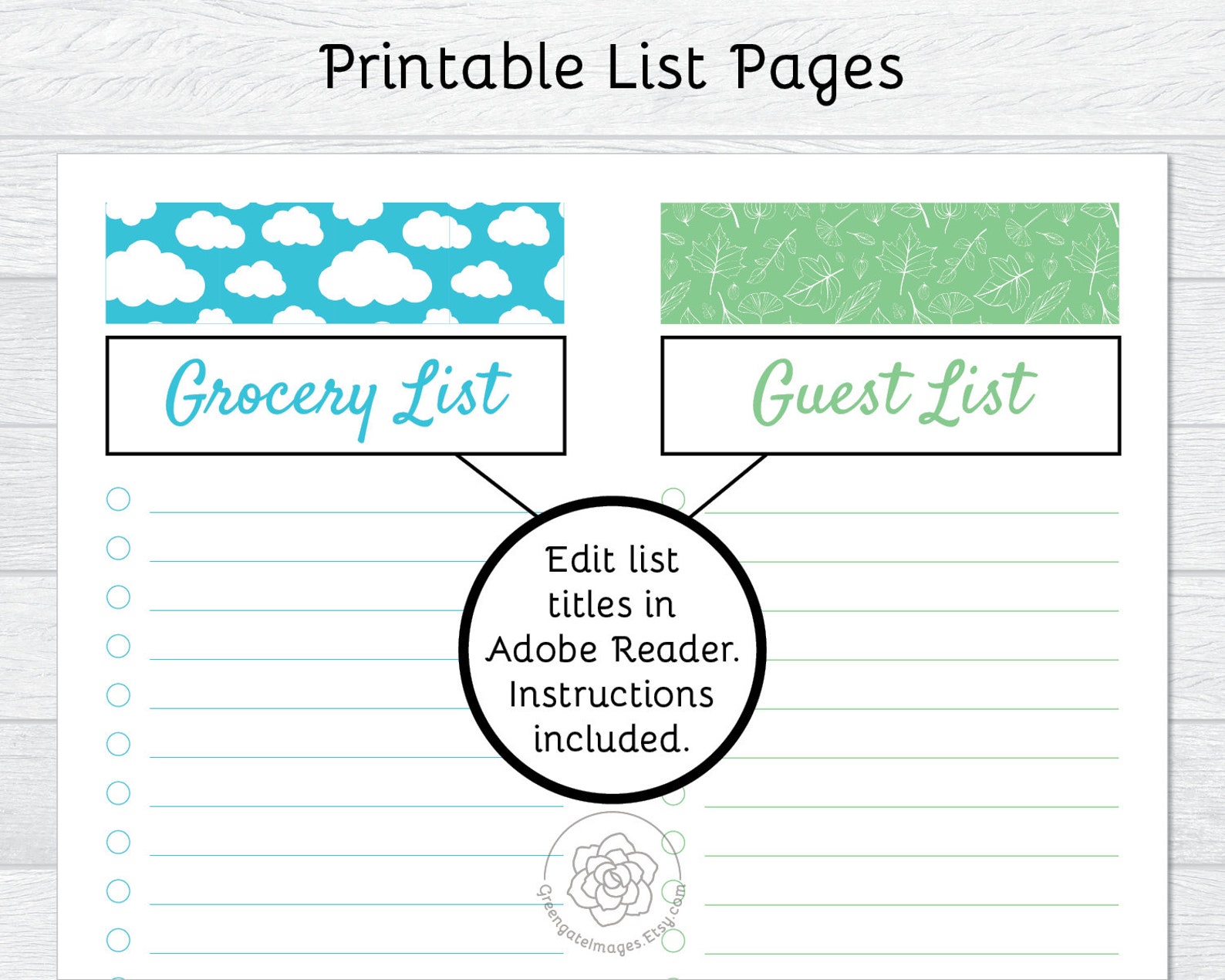 Printable List Paper Editable List Page Downloadable - Etsy
