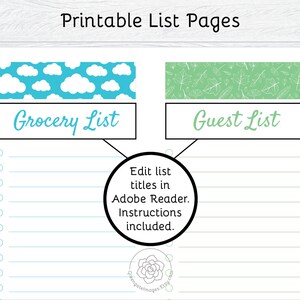 Printable List Paper - Editable List Page, Downloadable Shopping List ...