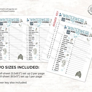 Winter Word Scramble - PRINTABLE Downloadable Activity. Winterwear Word ...