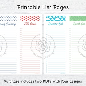 Printable List Paper - Editable List Page, Downloadable Shopping List ...