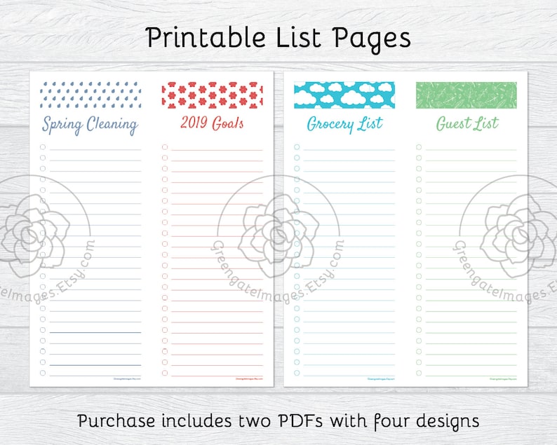 Printable List Paper - Editable List Page, Downloadable Shopping List ...