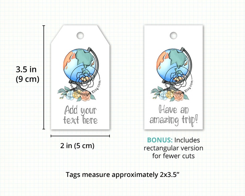 Globe Gift Tag Printable Gift Tag Editable Corjl Favor Bag - Etsy