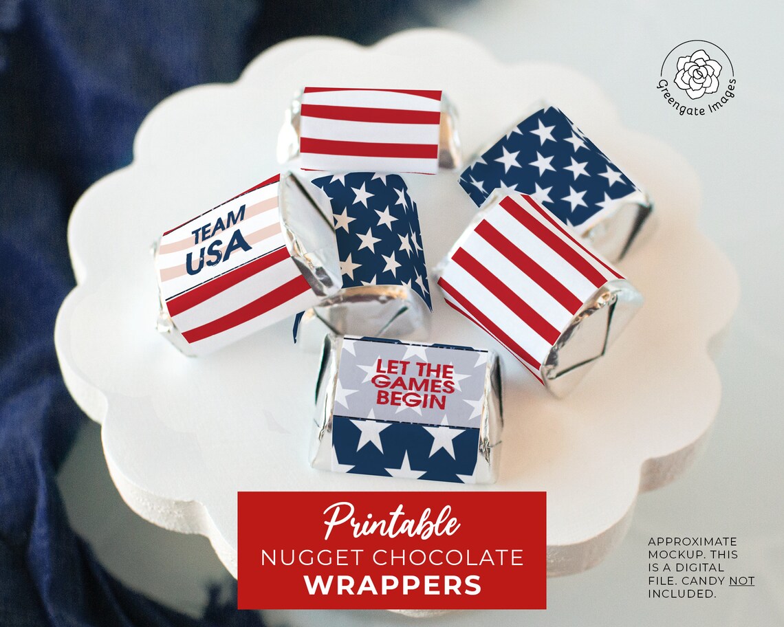 US Patriotic Flag Nugget Wrappers - Printable/fillable PDF Instant ...