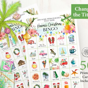 Tropical CHRISTMAS Bingo: 50 Printable Bingo Cards With Hawaii Island ...