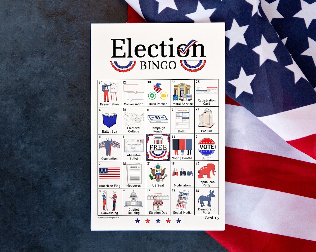 Election Bingo - 50 PRINTABLE Unique Cards. Instant Digital Download ...