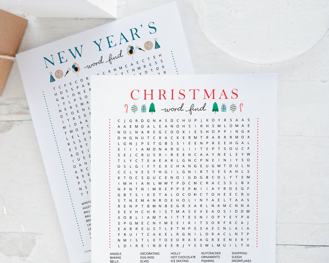 Holiday Word Search 3-pack - PRINTABLE Word Find, Find-a-word Christmas ...