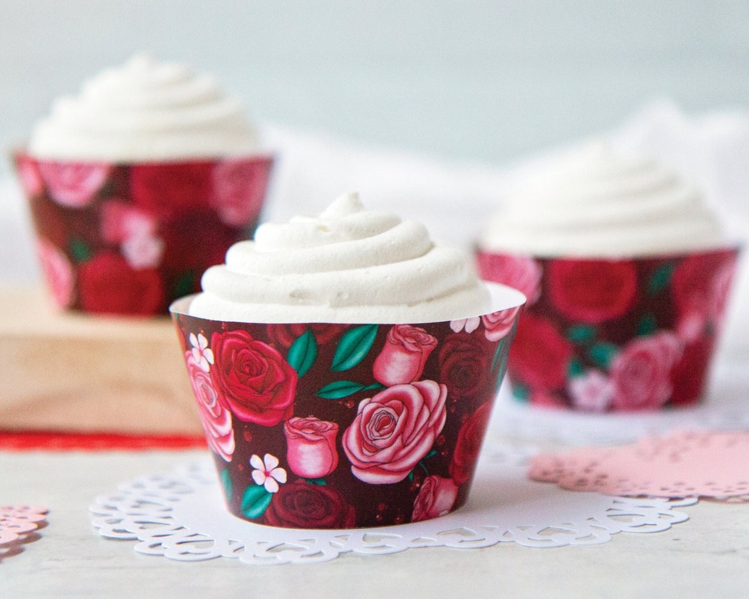 Valentine's Day/roses Cupcake Wrappers - PRINTABLE Instant Download ...