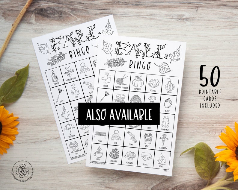 Fall Bingo Cards: Printable Bingo 50 Cards Fall Party Idea - Etsy