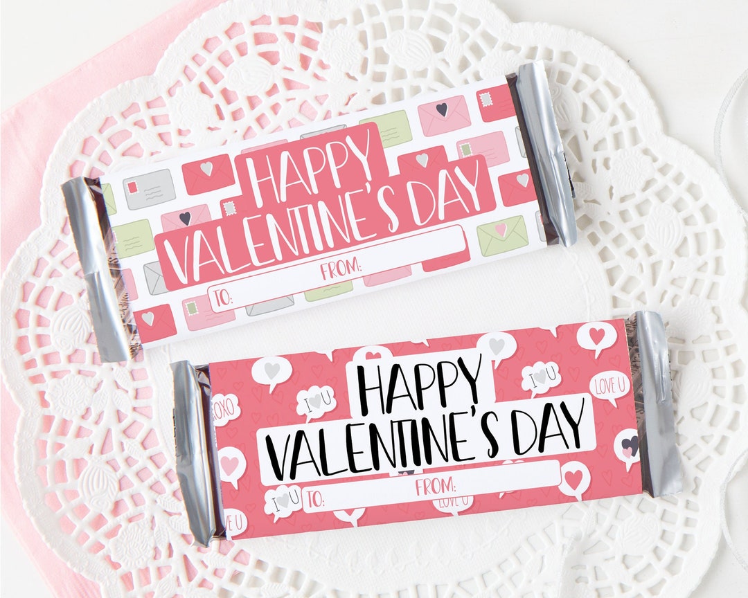 Valentine Candy Bar Wrappers - PRINTABLE Candy Bar Wrapper, Happy ...