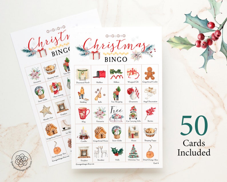 Cozy Christmas Bingo Cards: Printable Bingo 50 Cards Senior | Etsy
