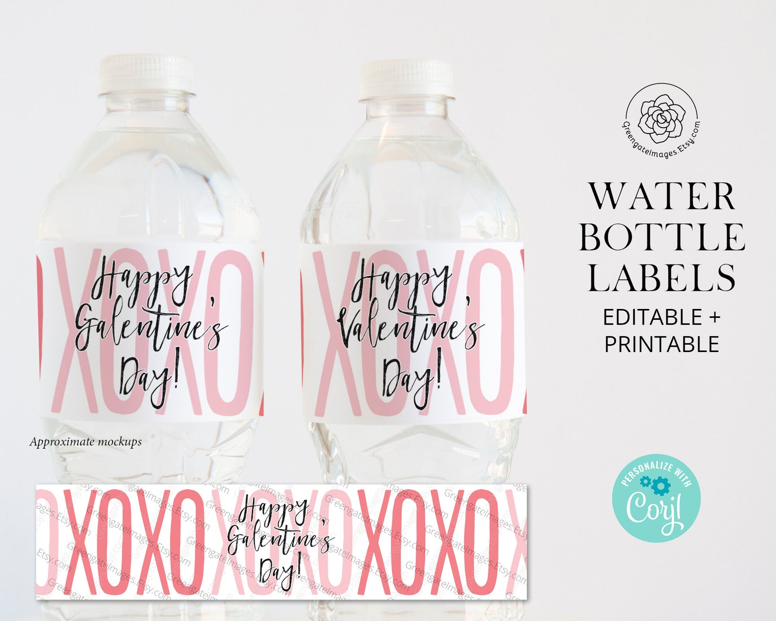 Valentine Water Bottle Label Printable Corjl Editable - Etsy