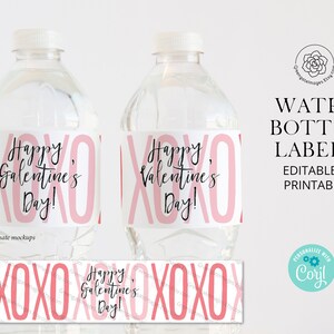 Valentine Water Bottle Label - Printable, Corjl Editable, Beverage Wrap ...