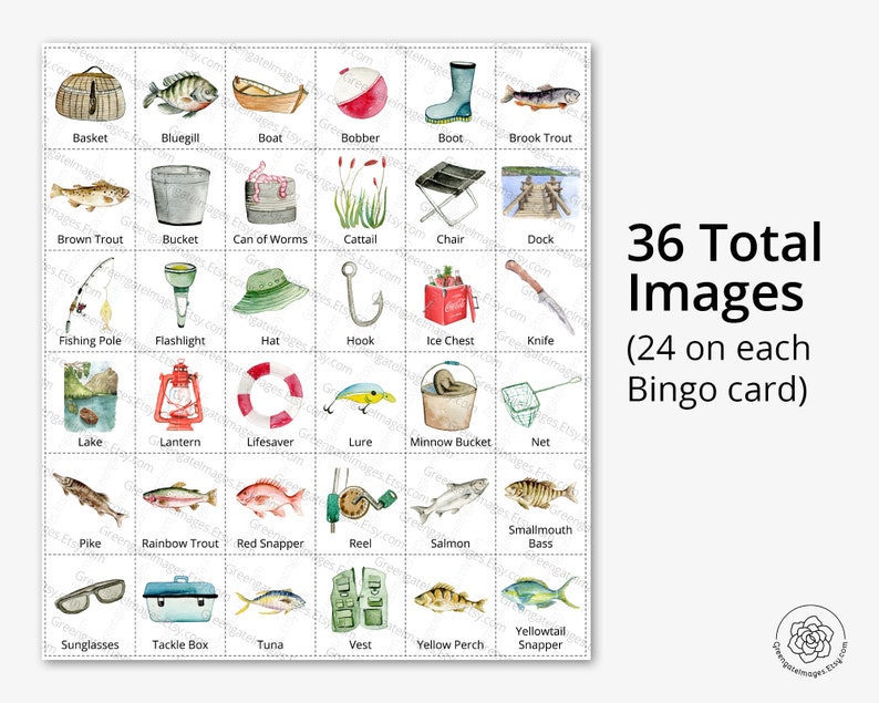 Fishing Bingo: PRINTABLE 50 Cards Bingo Pdf Game Party Game | Etsy