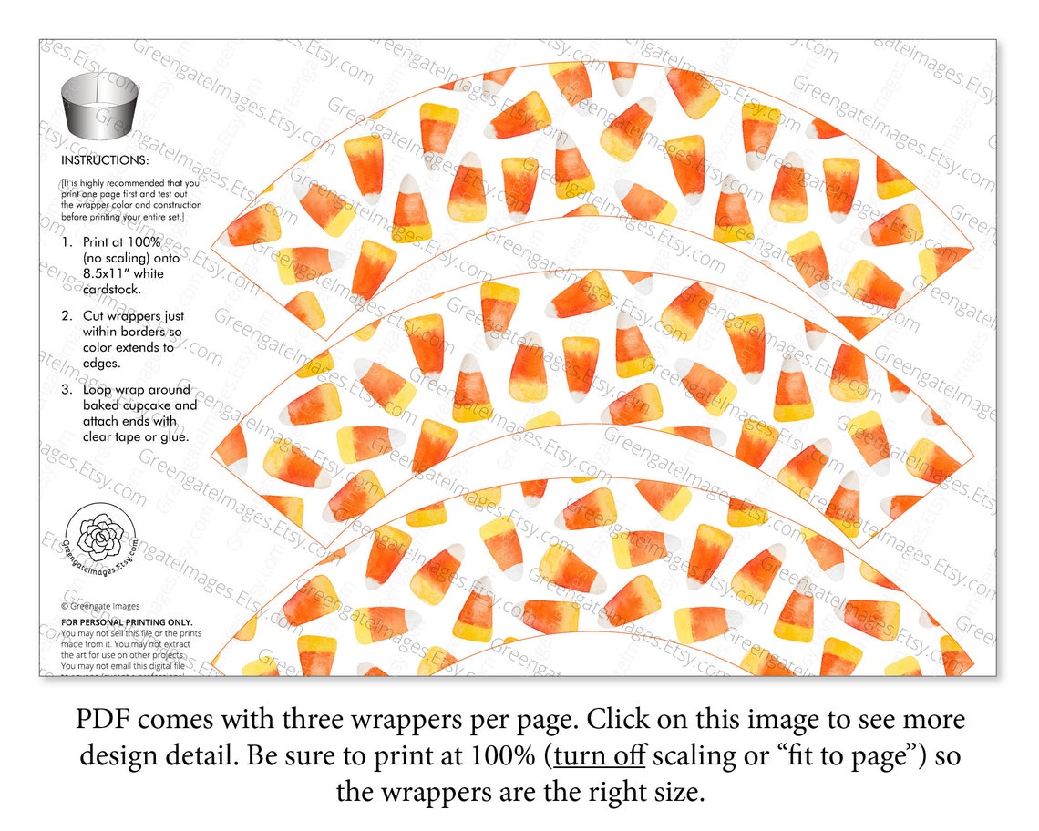Printable Candy Corn Cupcake Wrappers Instant Download - Etsy