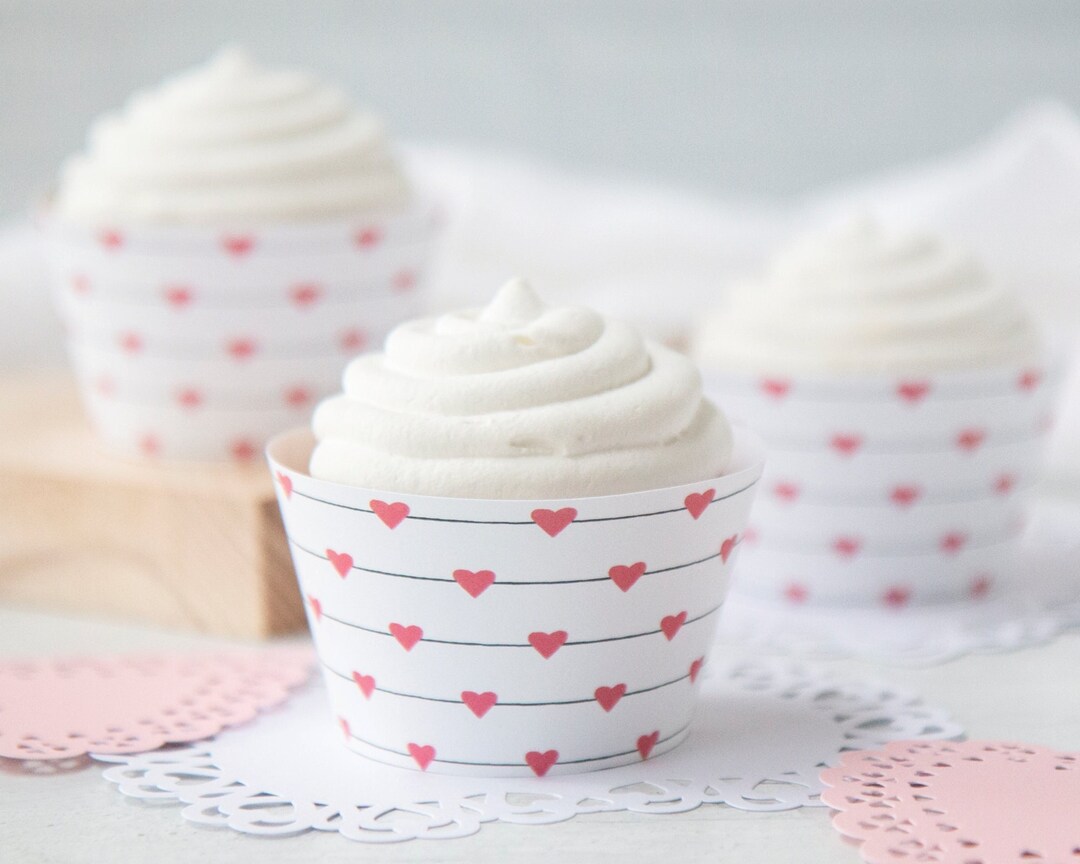 Valentine Heartstrings Cupcake Wrappers PRINTABLE Instant Download ...