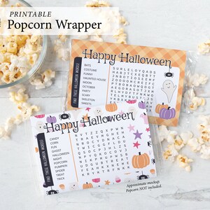 Halloween Popcorn Wrapper Duo PRINTABLE Microwave Popcorn Wrapper That ...