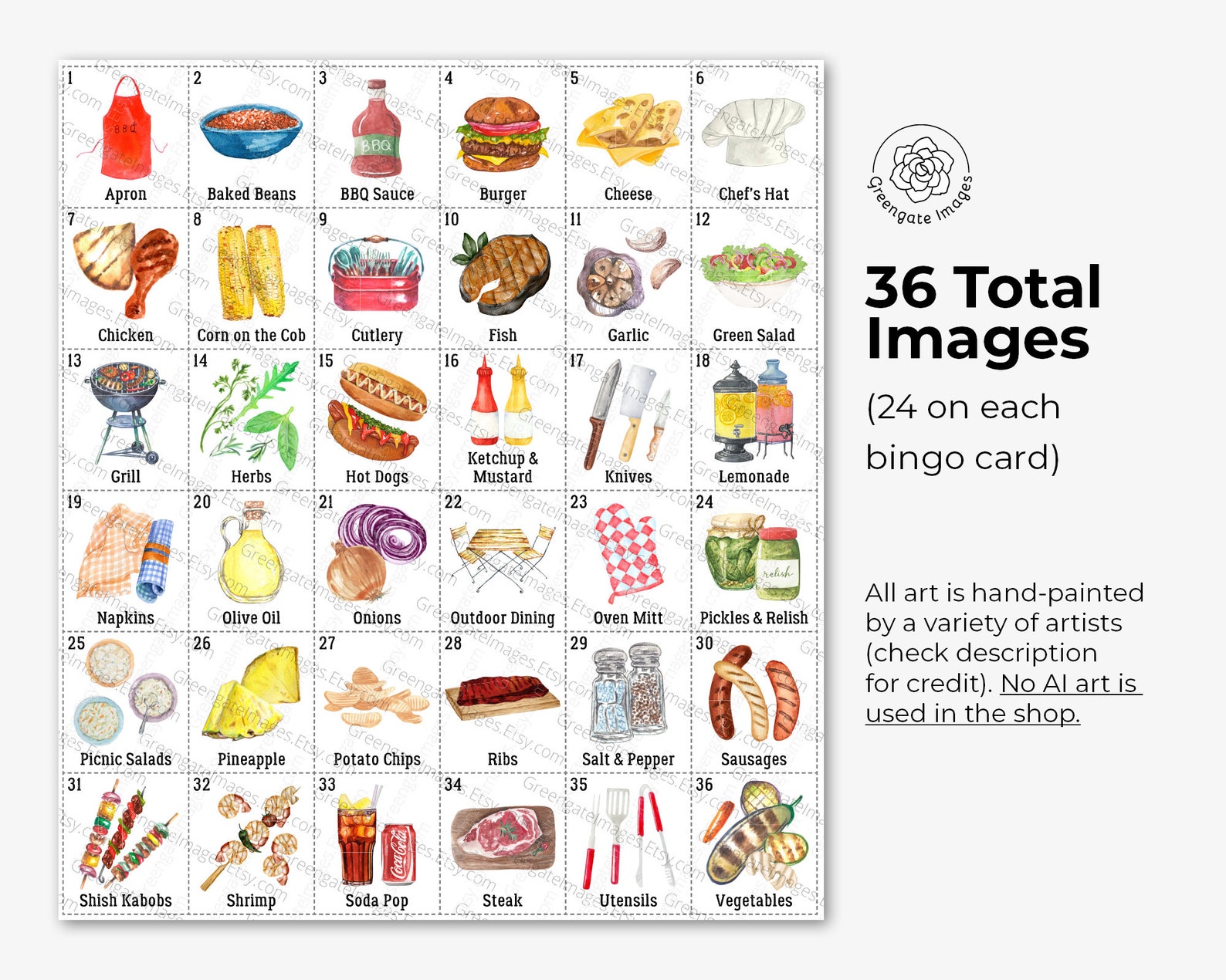 BBQ Bingo - 50 PRINTABLE Unique Cards. Instant Digital Download PDF ...