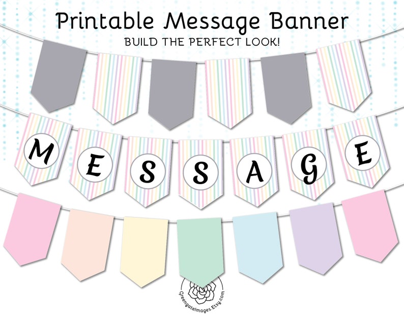 Printable Message Banner Pastel Rainbow Bunting Pink Peach - Etsy