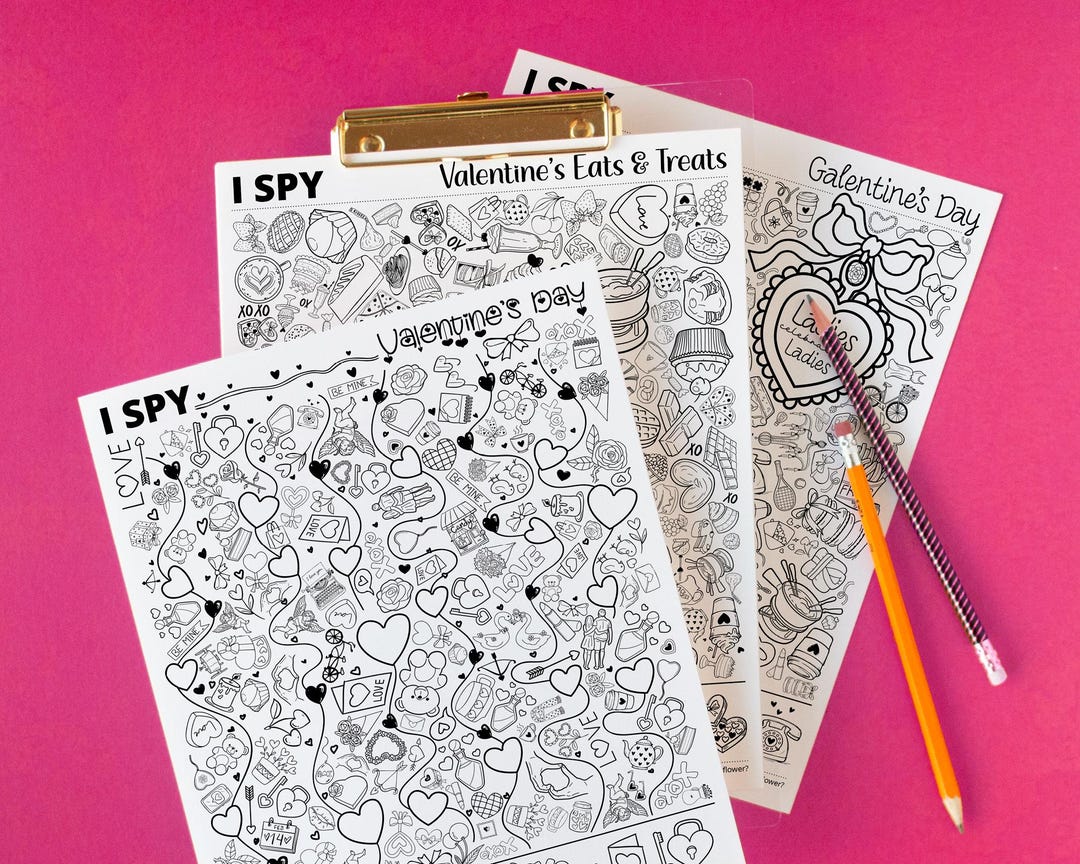 Valentine's Day I Spy Bundle - PRINTABLE - Answer Key Included! Three 8 ...