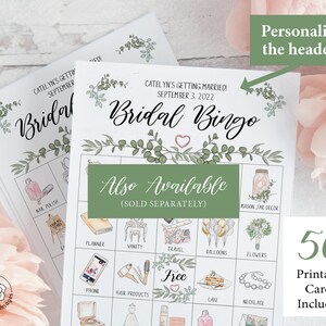 FILLABLE Bridal Bingo Template: 50 Cards Printable Bingo Pdf, Editable ...