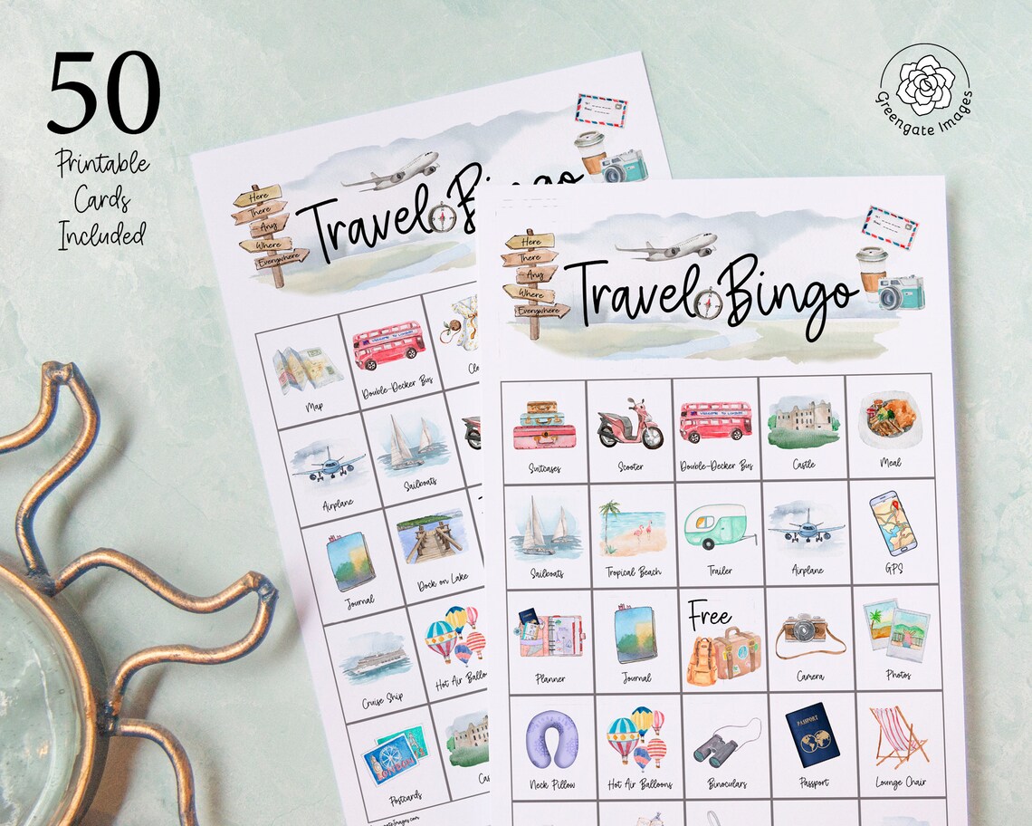Travel Bingo: PRINTABLE 50 Cards Bingo Pdf Party Ideas | Etsy