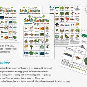 South Carolina Bingo Cards - 50 PRINTABLE Unique Cards. Download ...