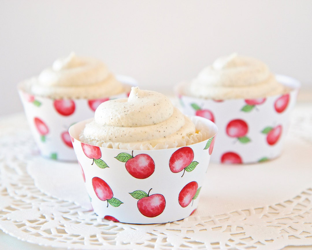 Apple Cupcake Wrapper - Printable Cupcake, Printable Pdf, Fall Party ...