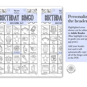 Personalized Birthday Bingo: 50 Printable Bingo Cards - BW Customized ...