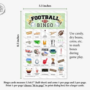 Football Bingo: PRINTABLE 50 Cards, Bingo Pdf Game, Fan Party Game ...