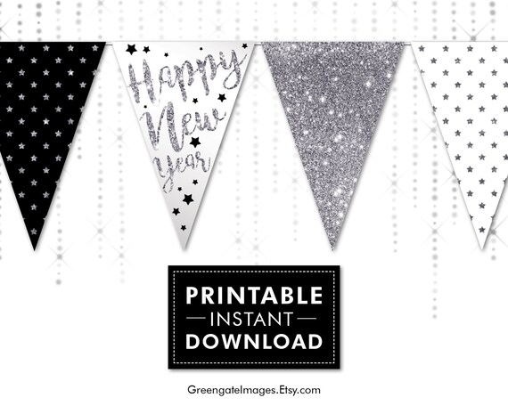 Happy New Year Printable Bunting Download Digital Banner | Etsy
