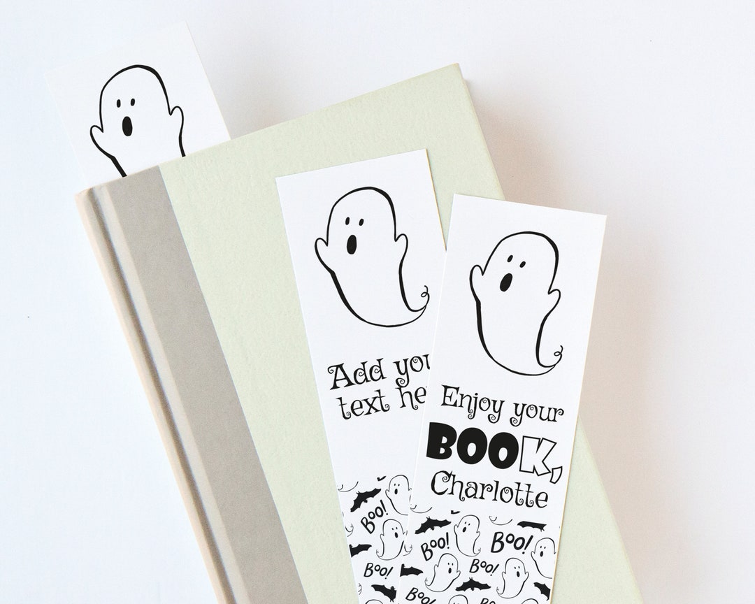 Halloween Ghost Bookmark - PRINTABLE Editable in Corjl, Book Club ...