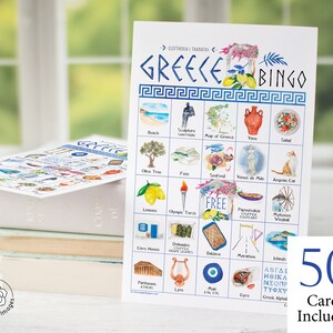 Greece Bingo - 50 PRINTABLE Unique Cards. Instant Digital Download PDF ...