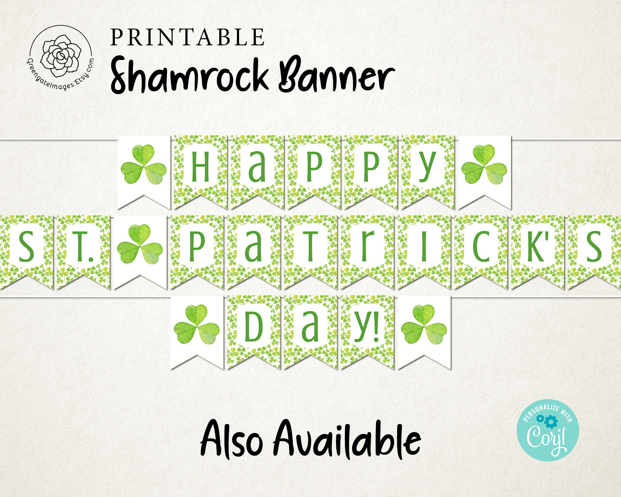 St. Patrick's Day Bunting - PRINTABLE Banner Flags, Instant Digital ...
