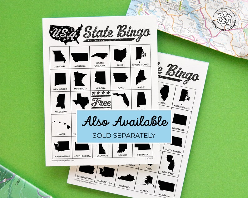 US State Bingo Set - Printable Bingo Game, 50 Cards, Senior Citizen ...
